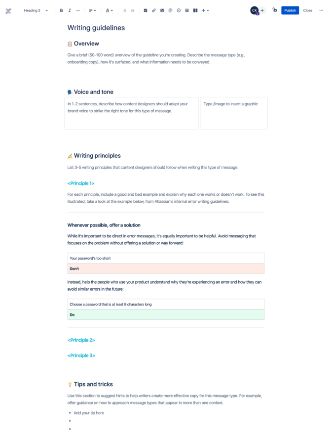 Confluence Style Guide Template