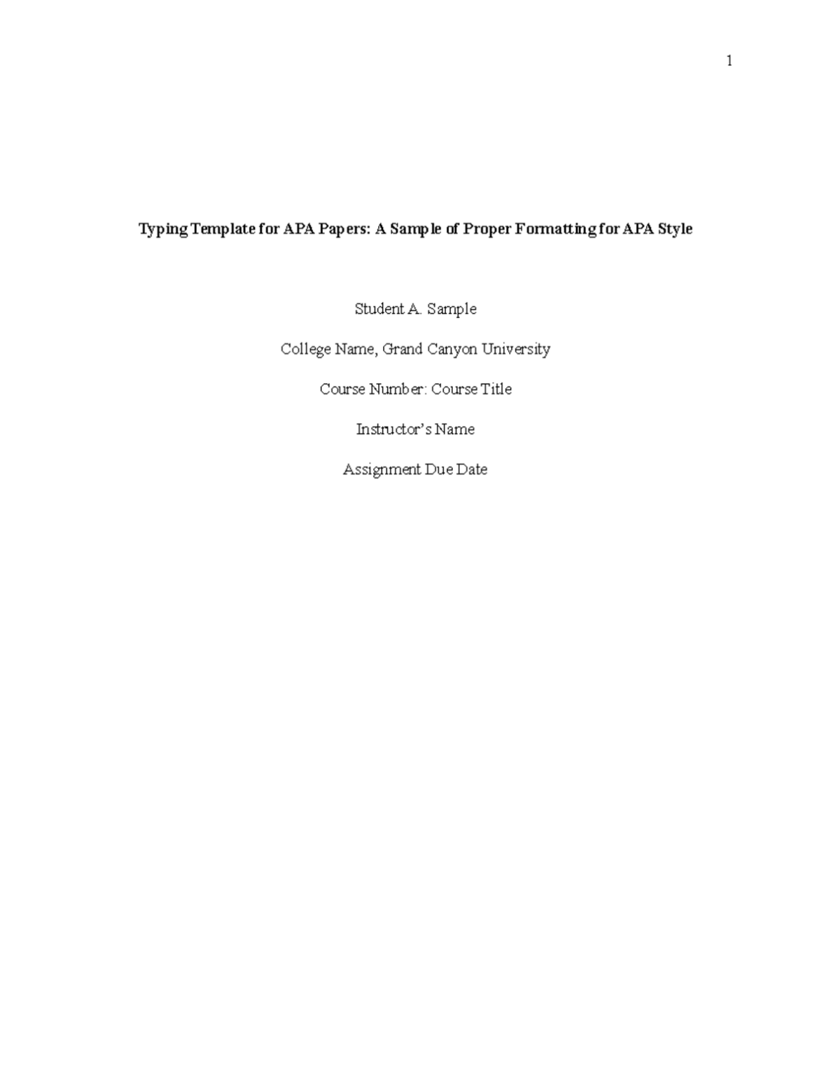Gcu Apa Style Guide Template