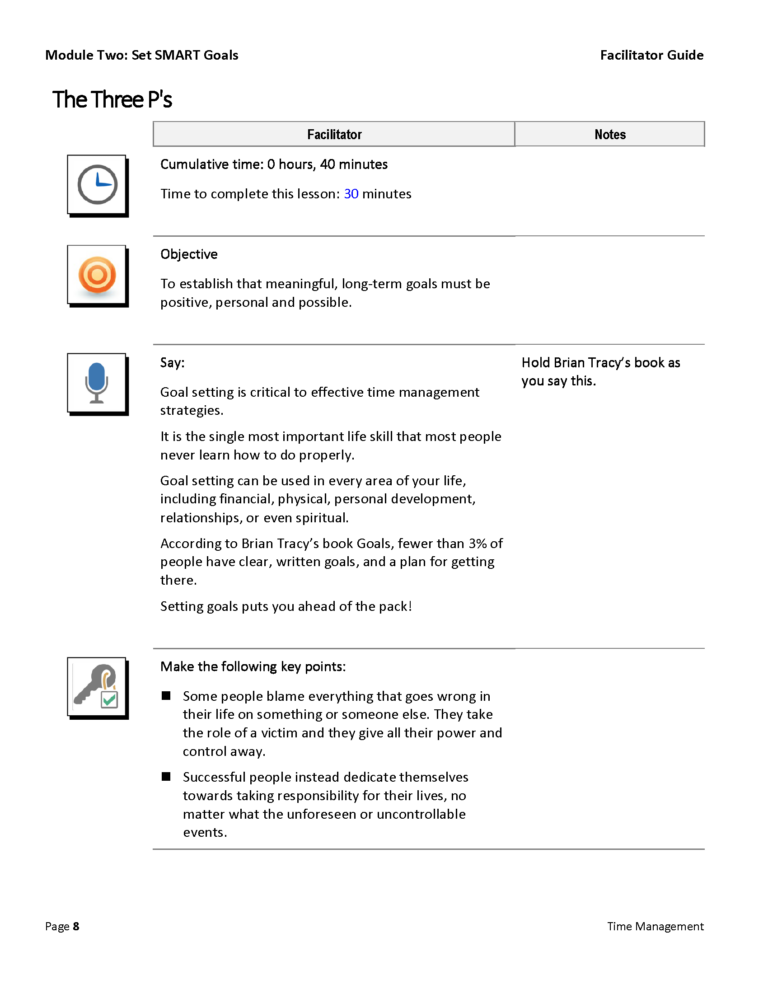 Sample Facilitator Guide Template