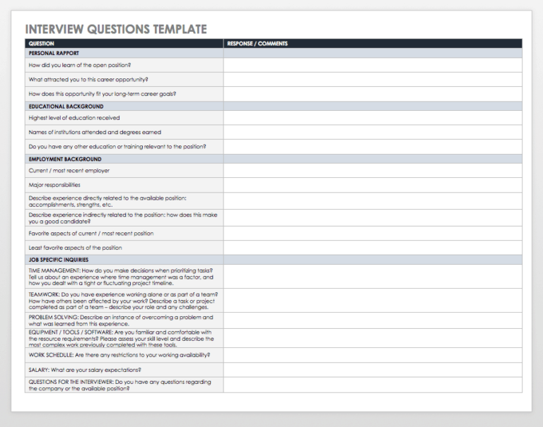 Structured Interview Guide Template