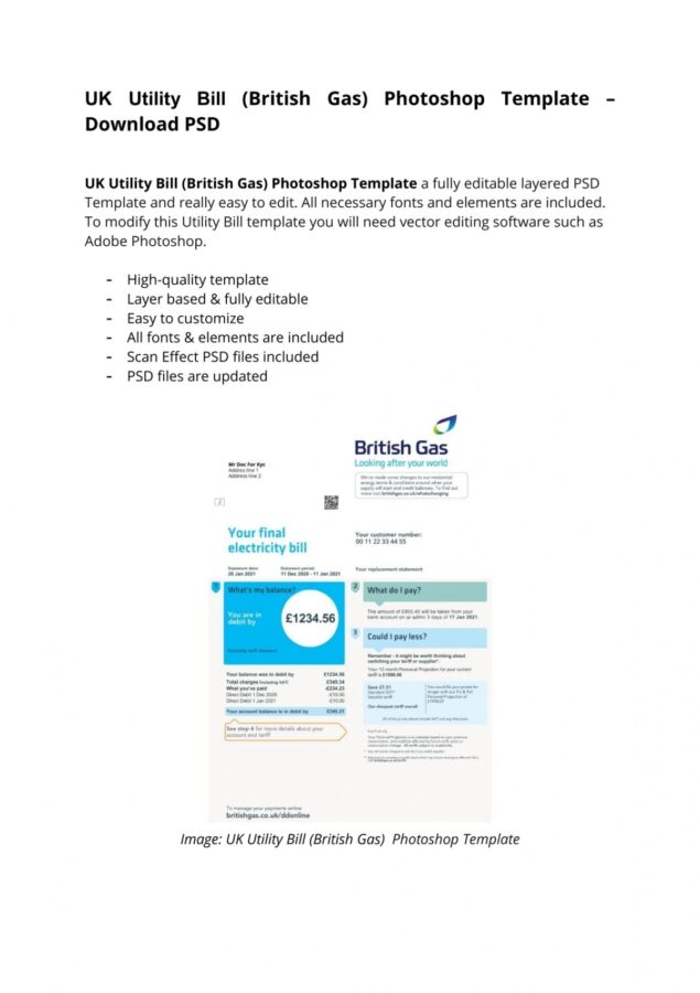 British Gas Utility Bill Template