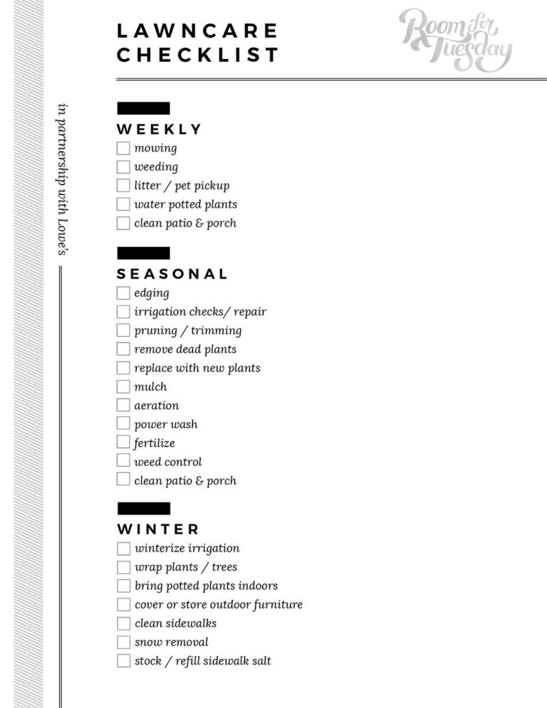 Landscaping Spring Clean Up Checklist Template