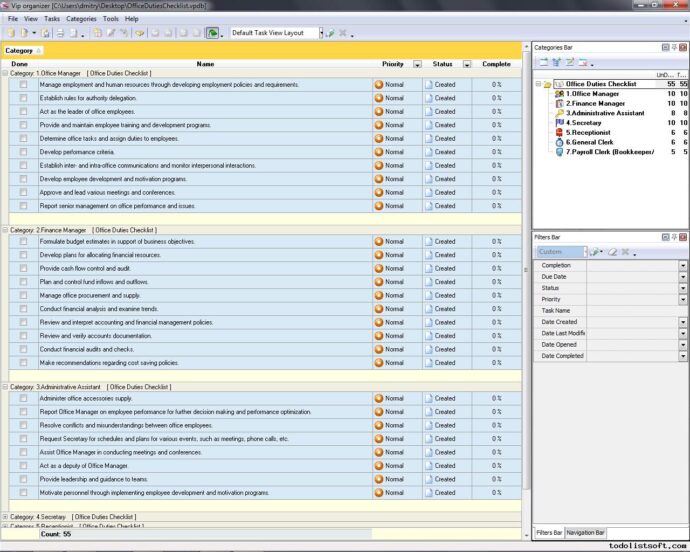 Front Office Front Desk Checklist Template