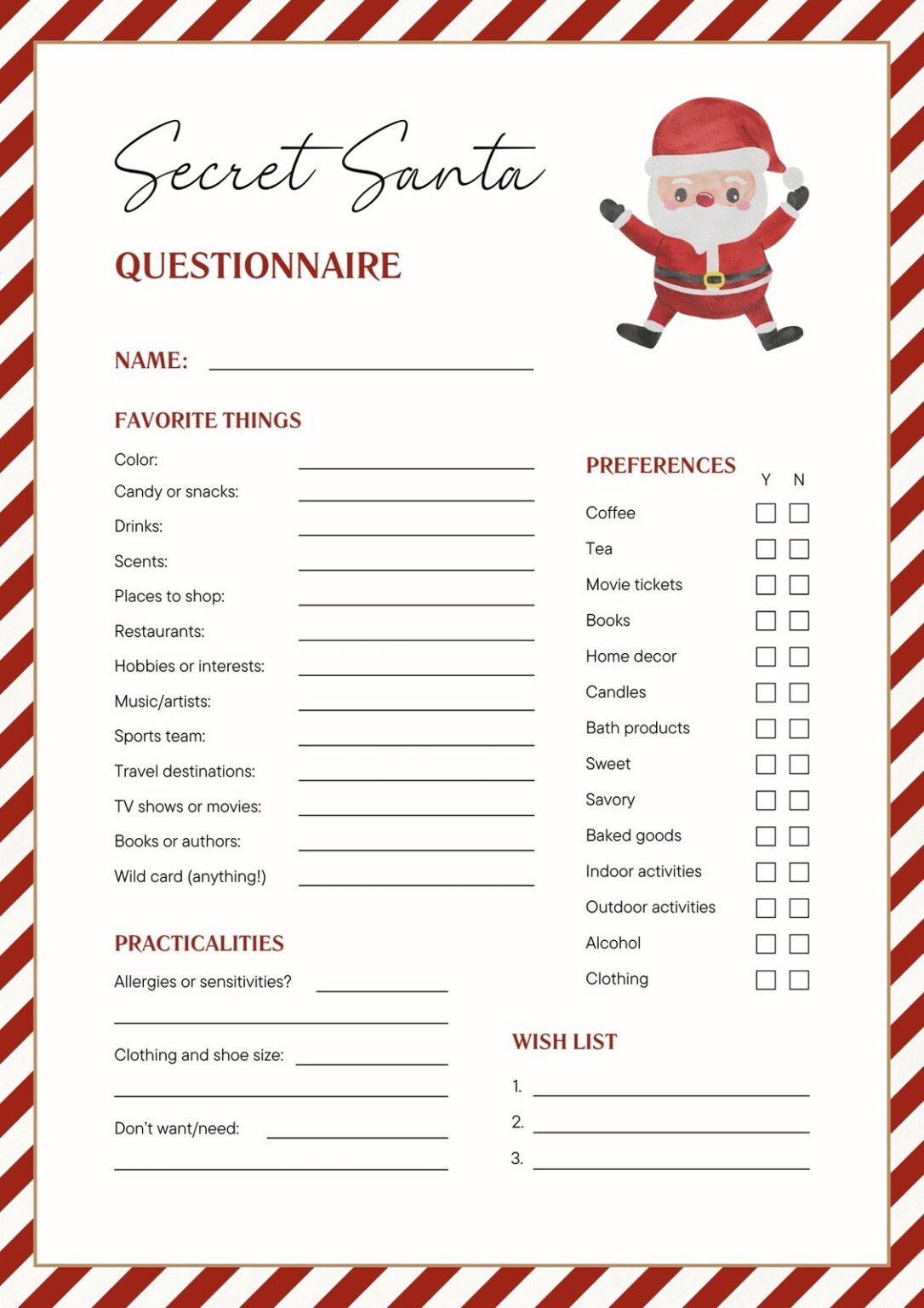 Christmas Gift Exchange List Template