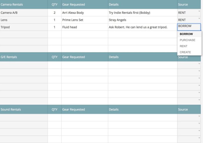 Crew and Vendor List Template
