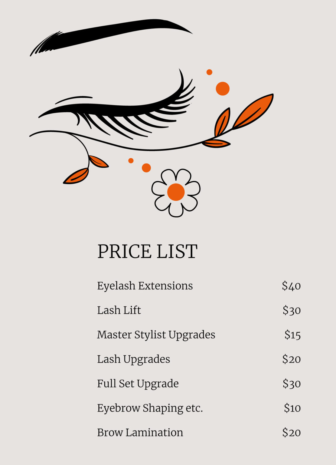 Barber Shop Price List Template