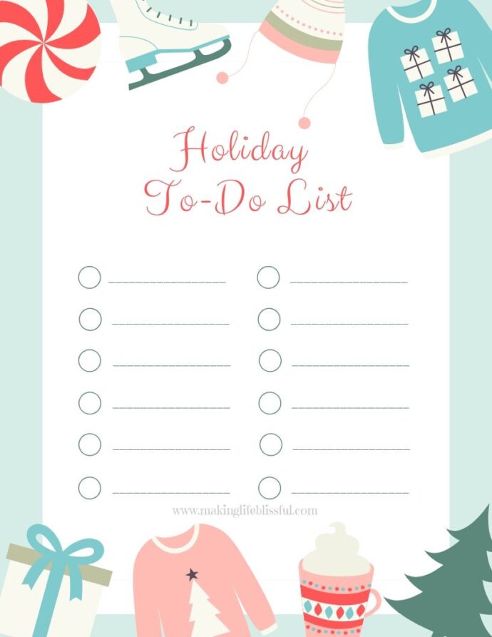 Holiday To Do List Template
