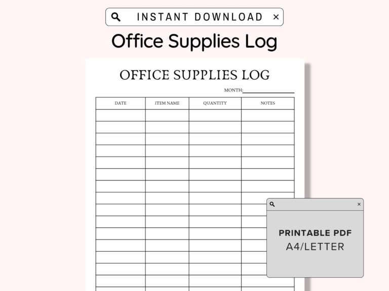 Office Supply Order List Template