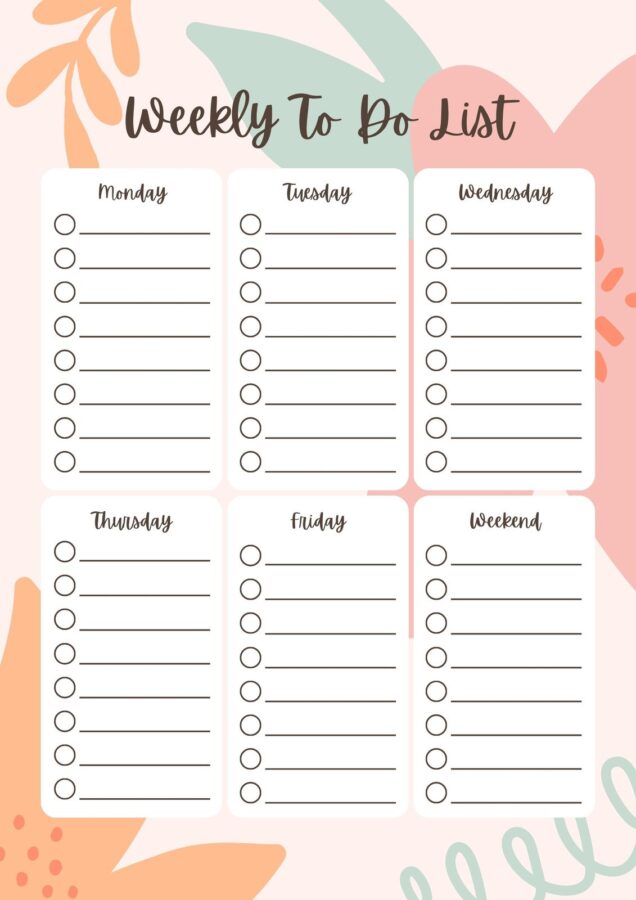 Weekly Work to Do List Template
