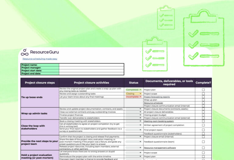 Project Wrap Up Closure Checklist Template