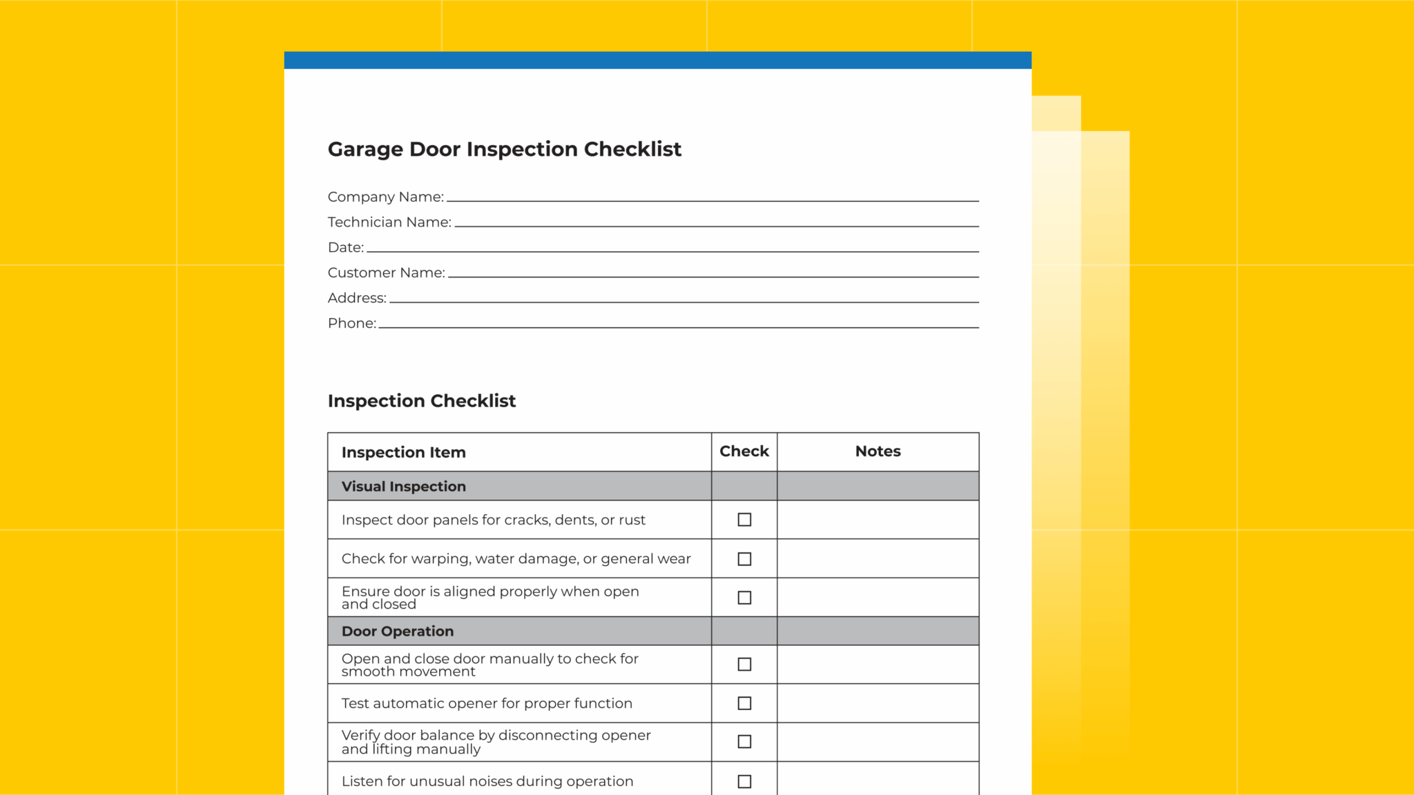 Homeowner Garage Inspection Checklist Template